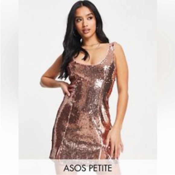 ASOS Petite | Dresses | Sexy Mini Sparkle Rose Gold Dress | Poshmark
